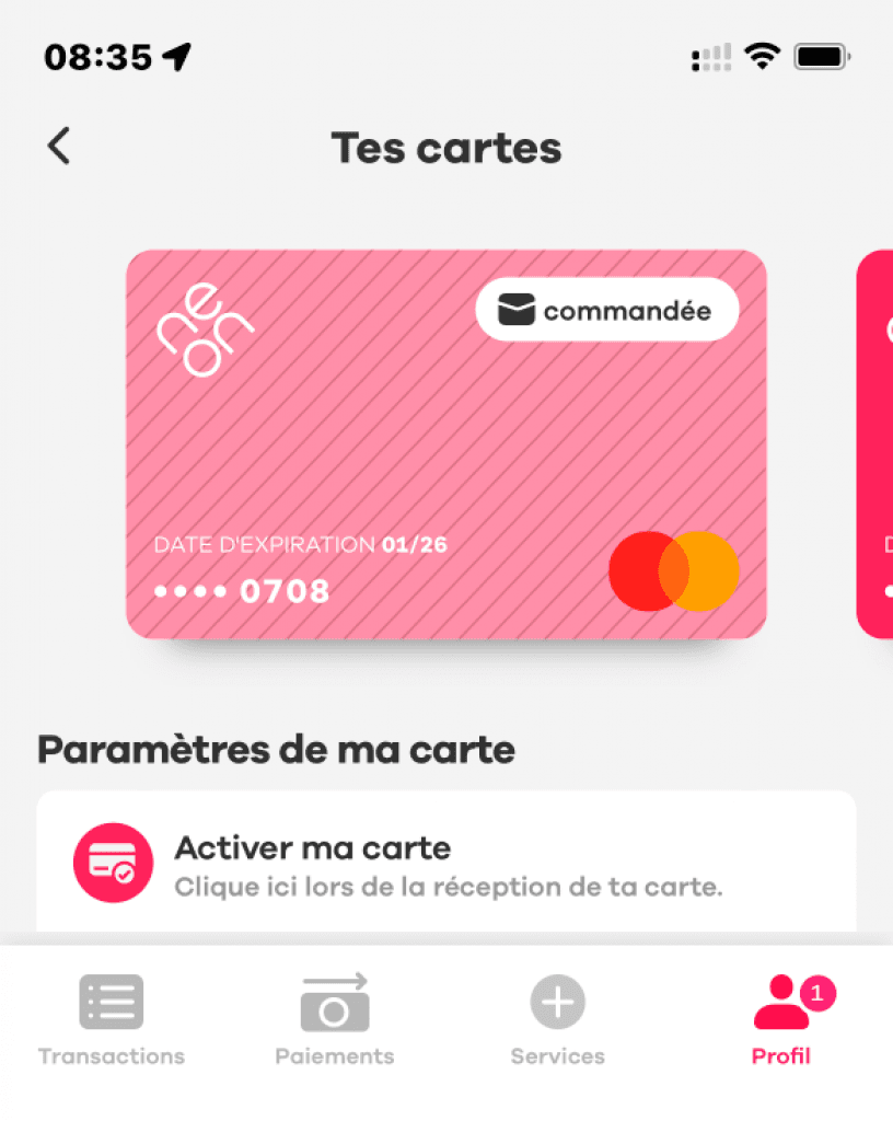 La nouvelle carte 2022 de Neon Banque est arrivée